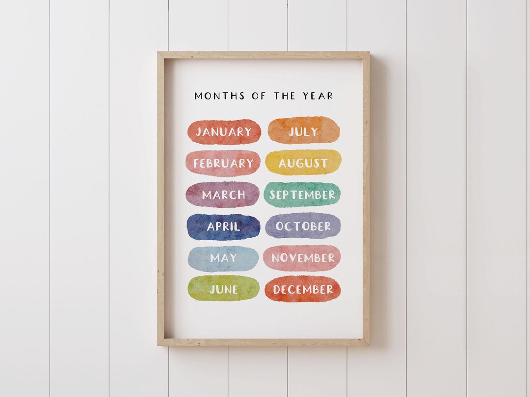Months of the Year Printable Poster – Calendar Learning for Kids ...