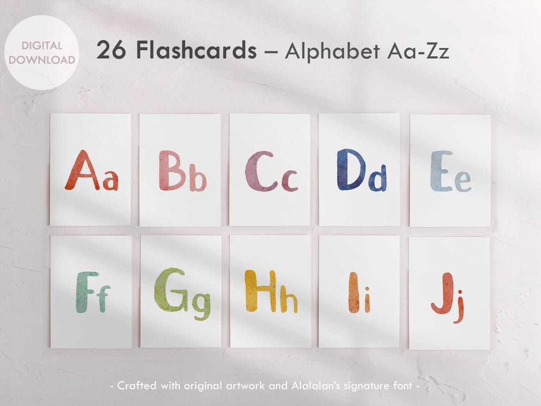 Alphabet Aa–zz Flashcards – Printable Learning Cards – Classic Rainbow ...