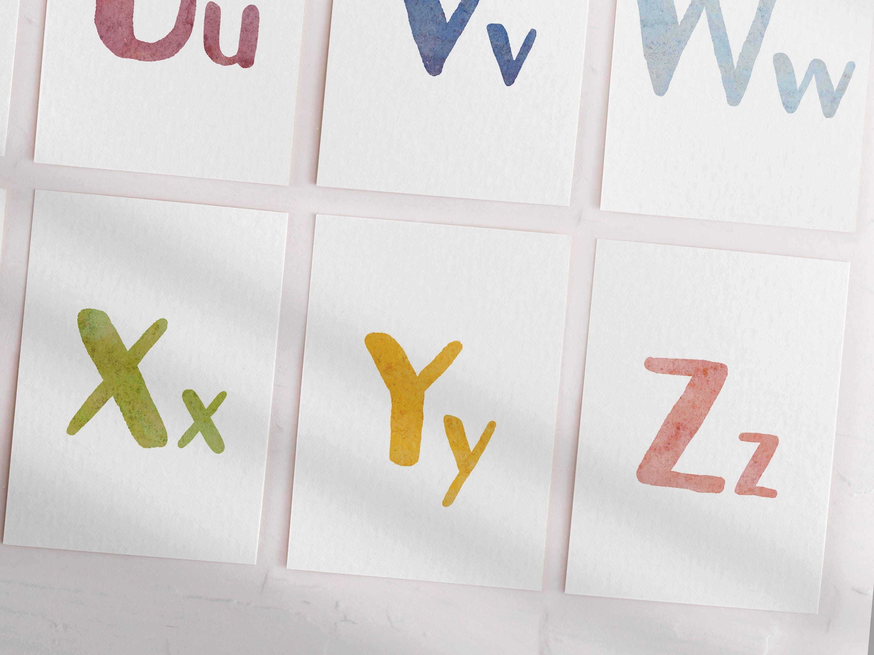 Alphabet Aa–zz Flashcards – Printable Learning Cards – Classic Rainbow ...