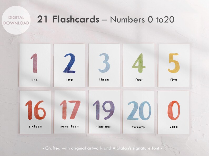Numbers 0–20 Flashcards – Printable Learning Cards – Classic Rainbow ...