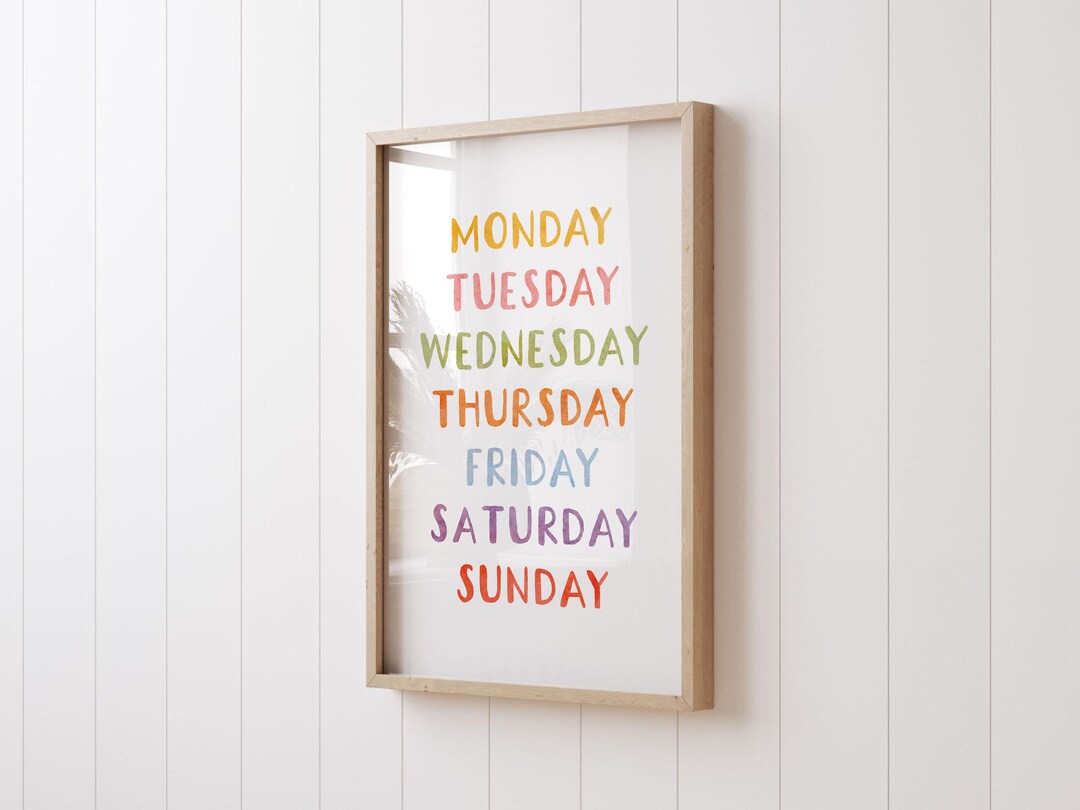 Days of the Week Printable Poster – Learning Calendar for Kids ...