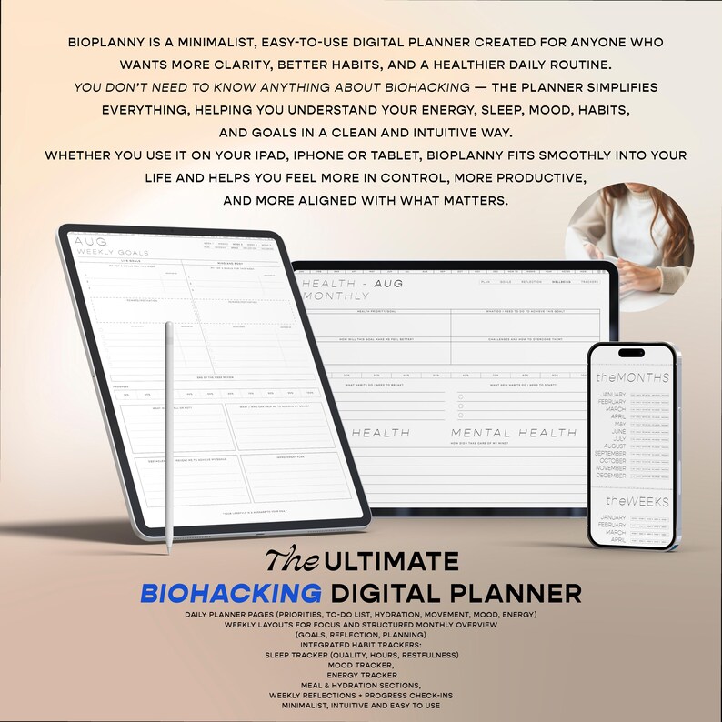 2026 Biohacking Health & Wellness Digital Planner for Women, PDF ...