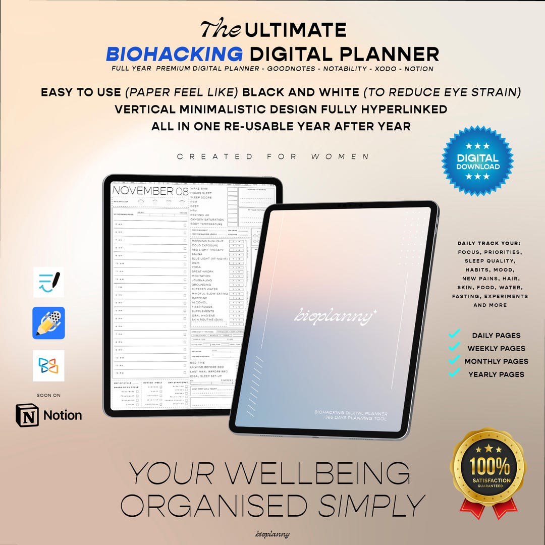 2026 Biohacking Digital Planner: Female Wellness Health Planner (PDF ...