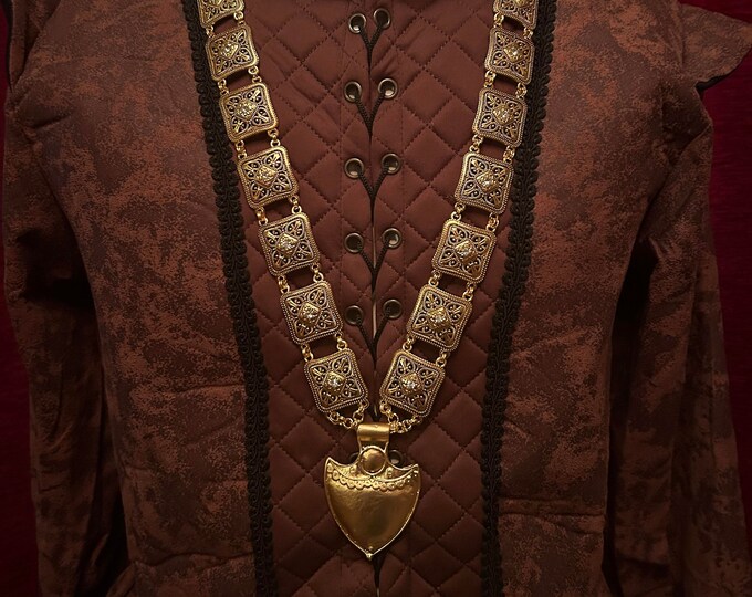 Golden Shield Chain of Office: Medieval Livery Collar, LARP Costume - Etsy
