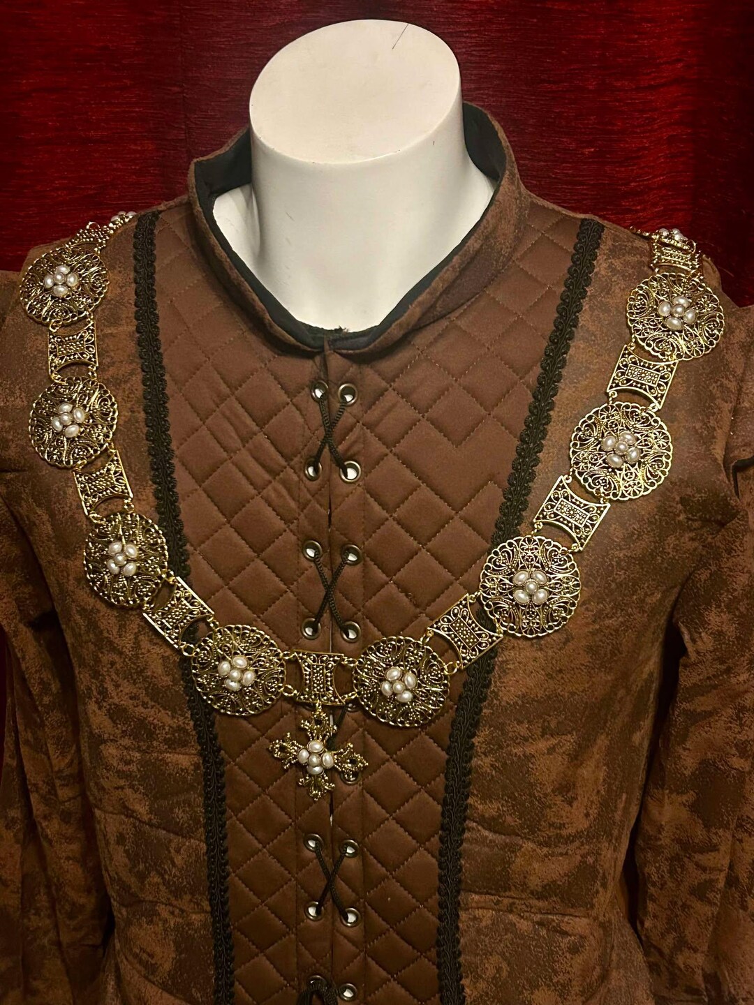 Golden Pearl Tudor Chain of Office, Medieval Livery Collar, Historical ...