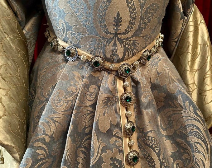 Tudor Pomander Style Girdle Belt - Emerald Green and Silver Version ...