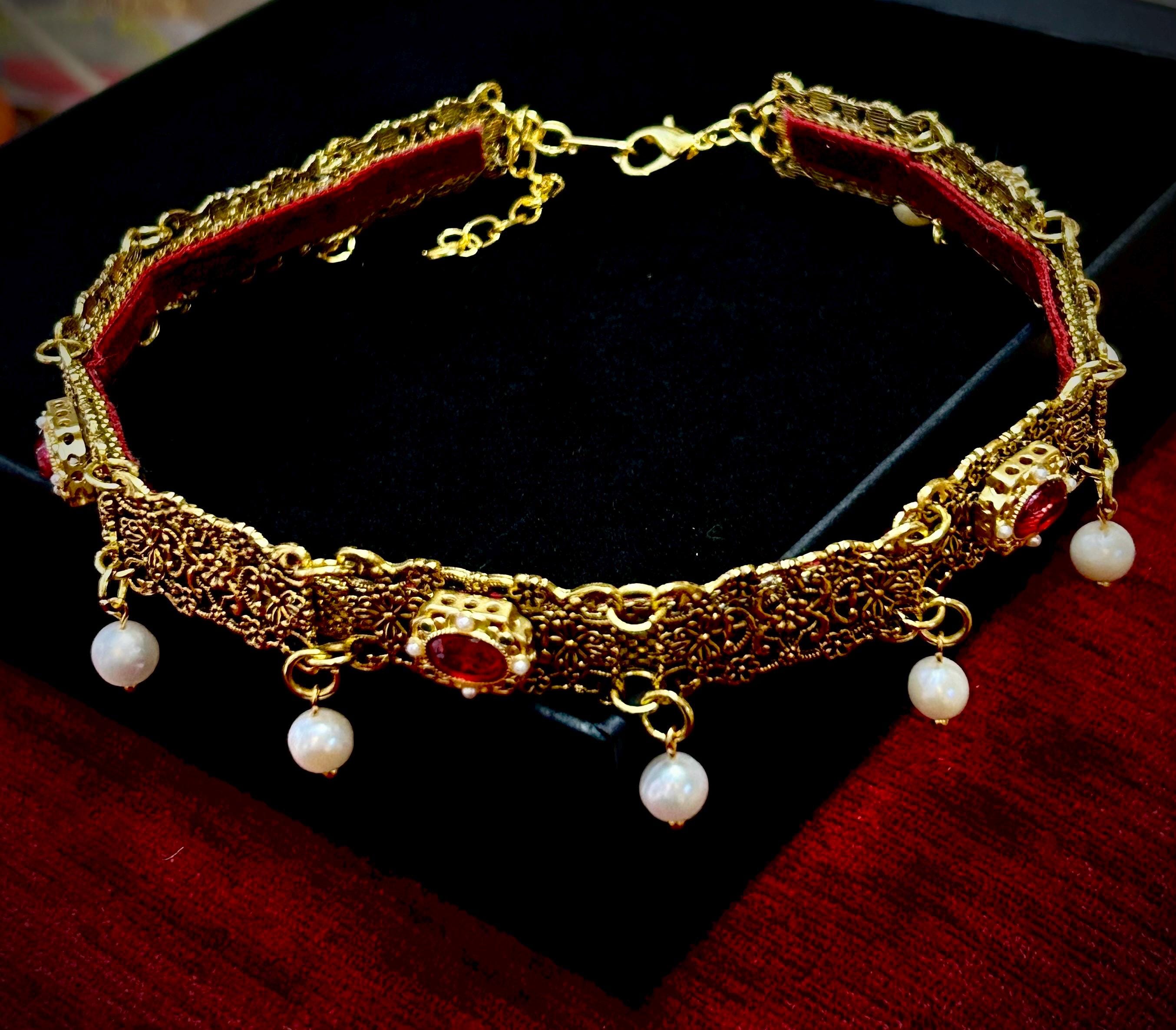 Handcrafted 16th Century German Collar: Freshwater Pearls, Crystal ...