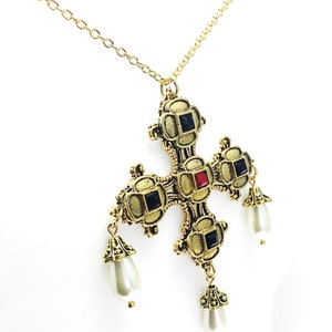 Golden Tudor Cross Necklace - Tudor Queen or King - Historical British ...