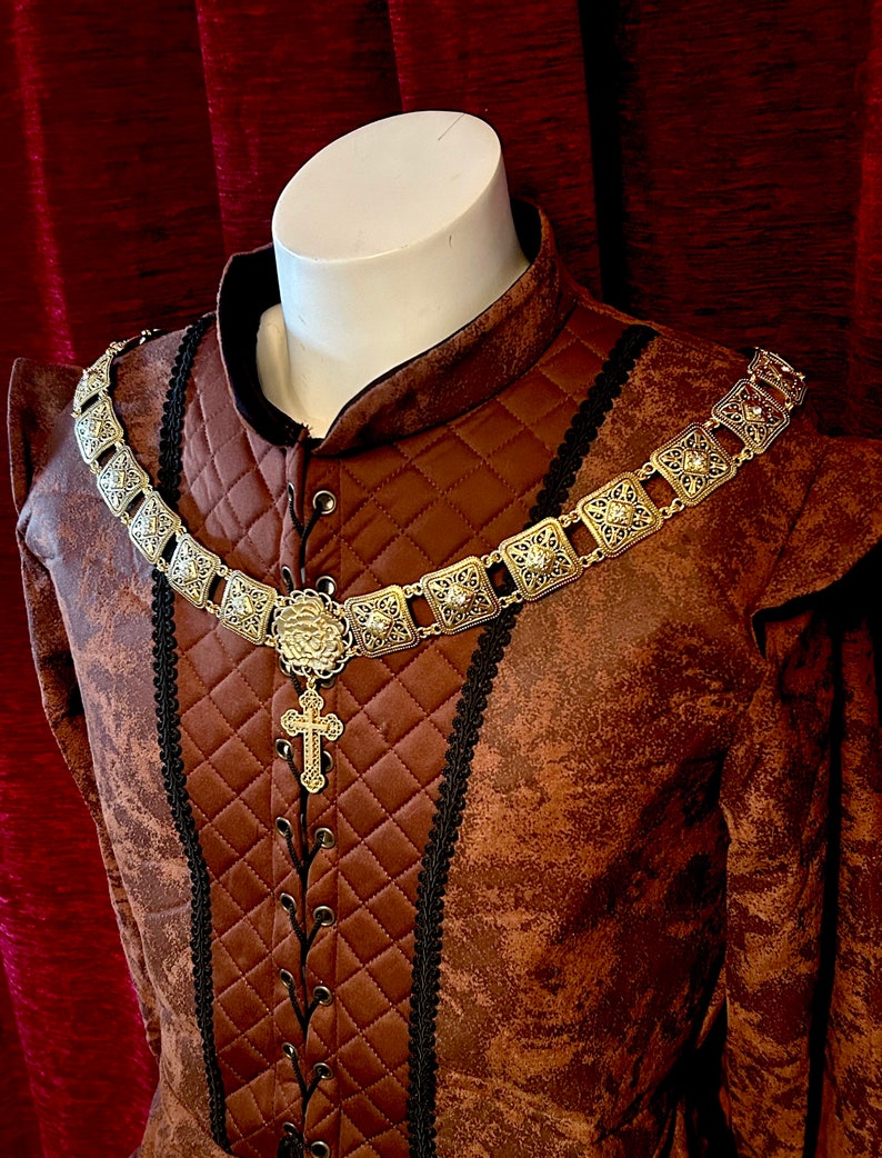 Golden Rose Cross Chain of Office: Medieval Livery Collar, LARP ...
