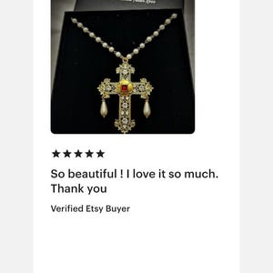 Tudor Cross Necklace: Filigree, Pearl & Crystal, Renaissance Style - Etsy