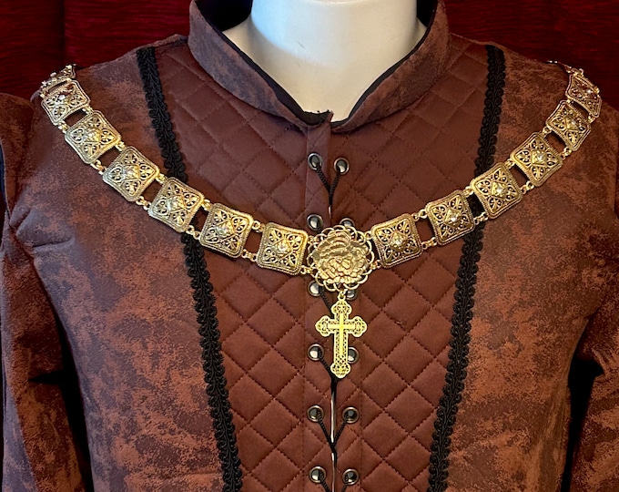 Rose and Golden Cross Medieval Chain of Office, Livery Collar, LARP ...