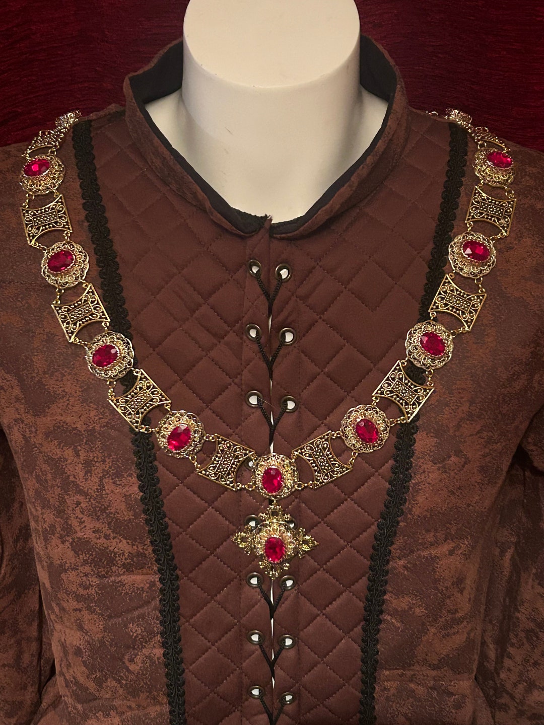 Regal Red Tudor Chain of Office, Medieval Livery Collar, Historical ...