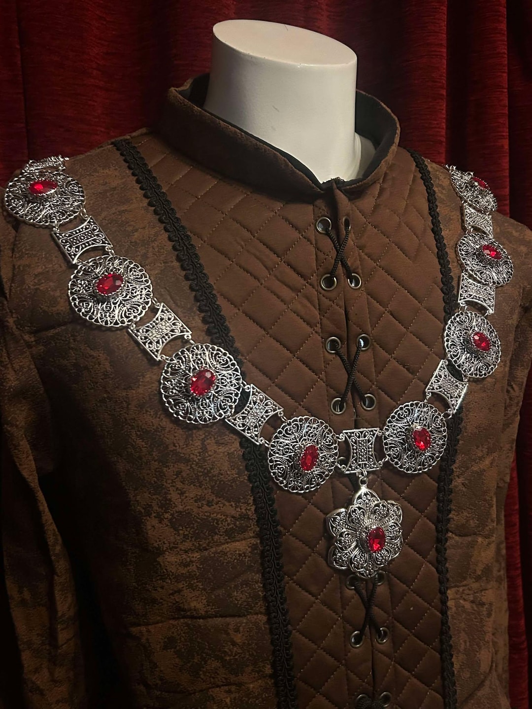 Handcrafted Tudor Chain of Office: Red Crystal Renaissance Collar - Etsy