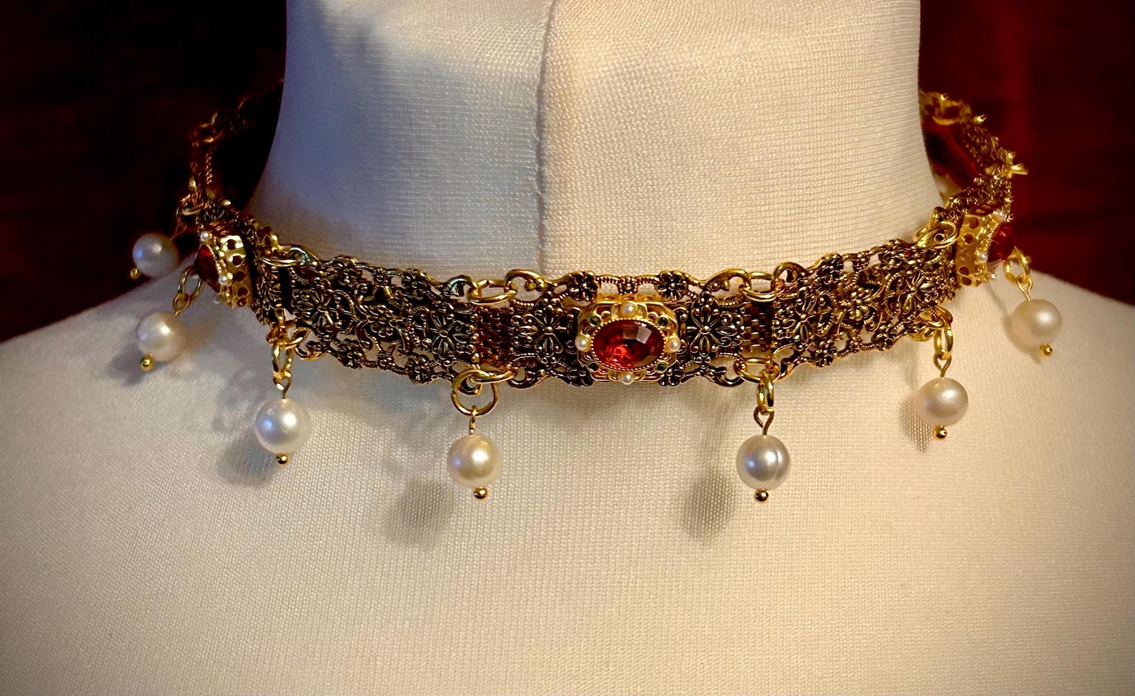 Handcrafted 16th Century German Collar: Freshwater Pearls, Crystal ...