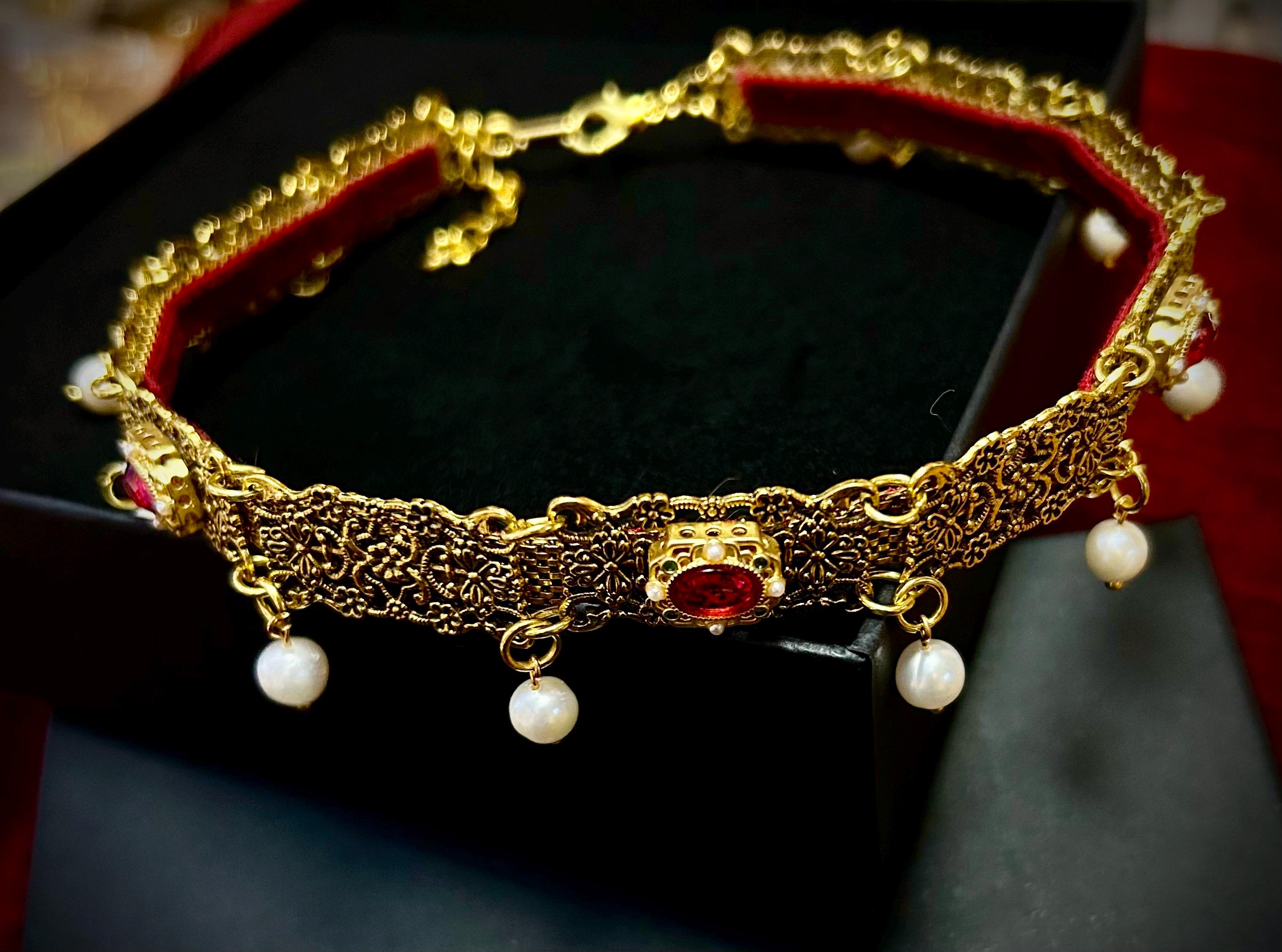 Handcrafted 16th Century German Collar: Freshwater Pearls, Crystal ...