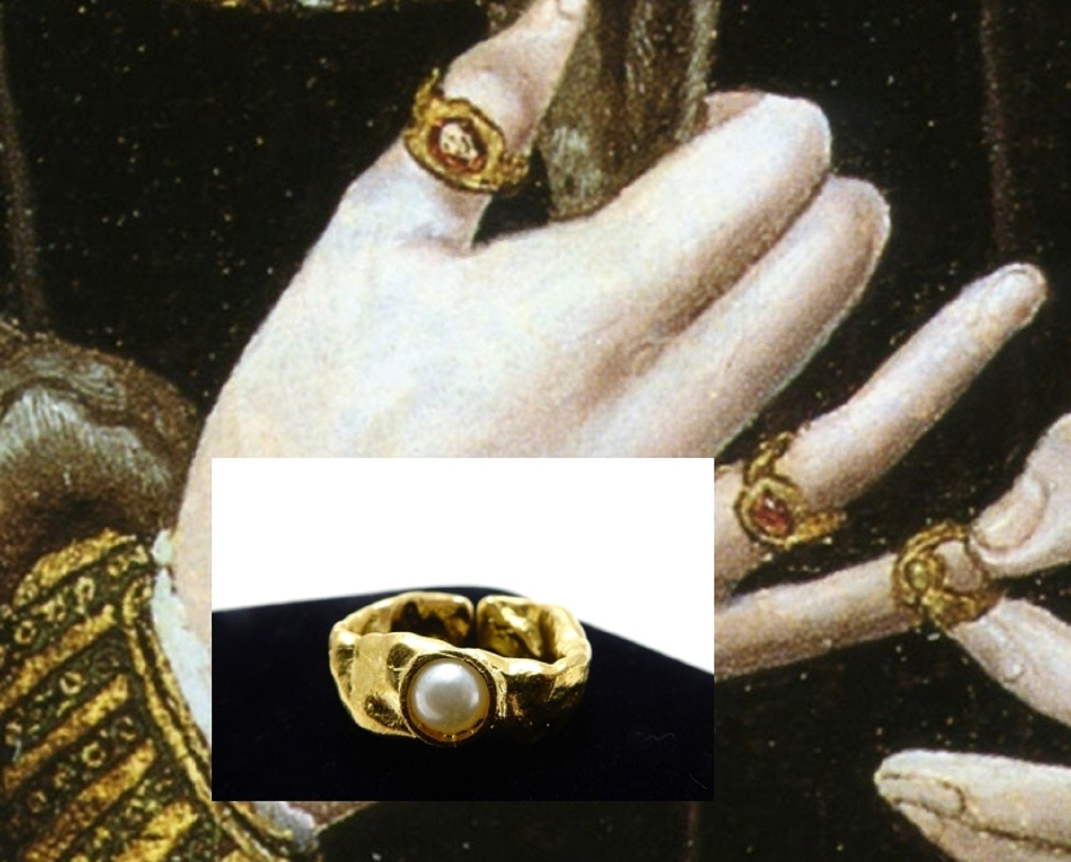 King Richard III Ring: Raw Brass Faux Pearl, Plantagenet Jewellery ...