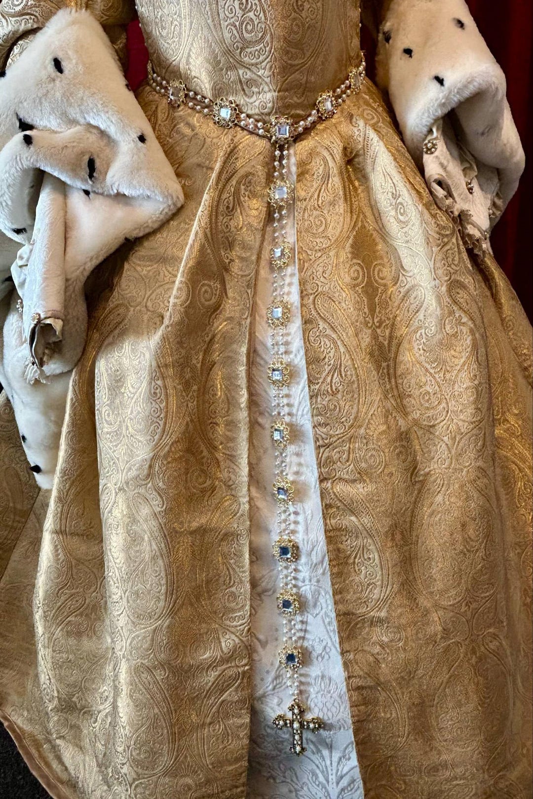 Tudor Girdle Belt: Golden Crystal & Pearl Medieval Cosplay Belt - Etsy