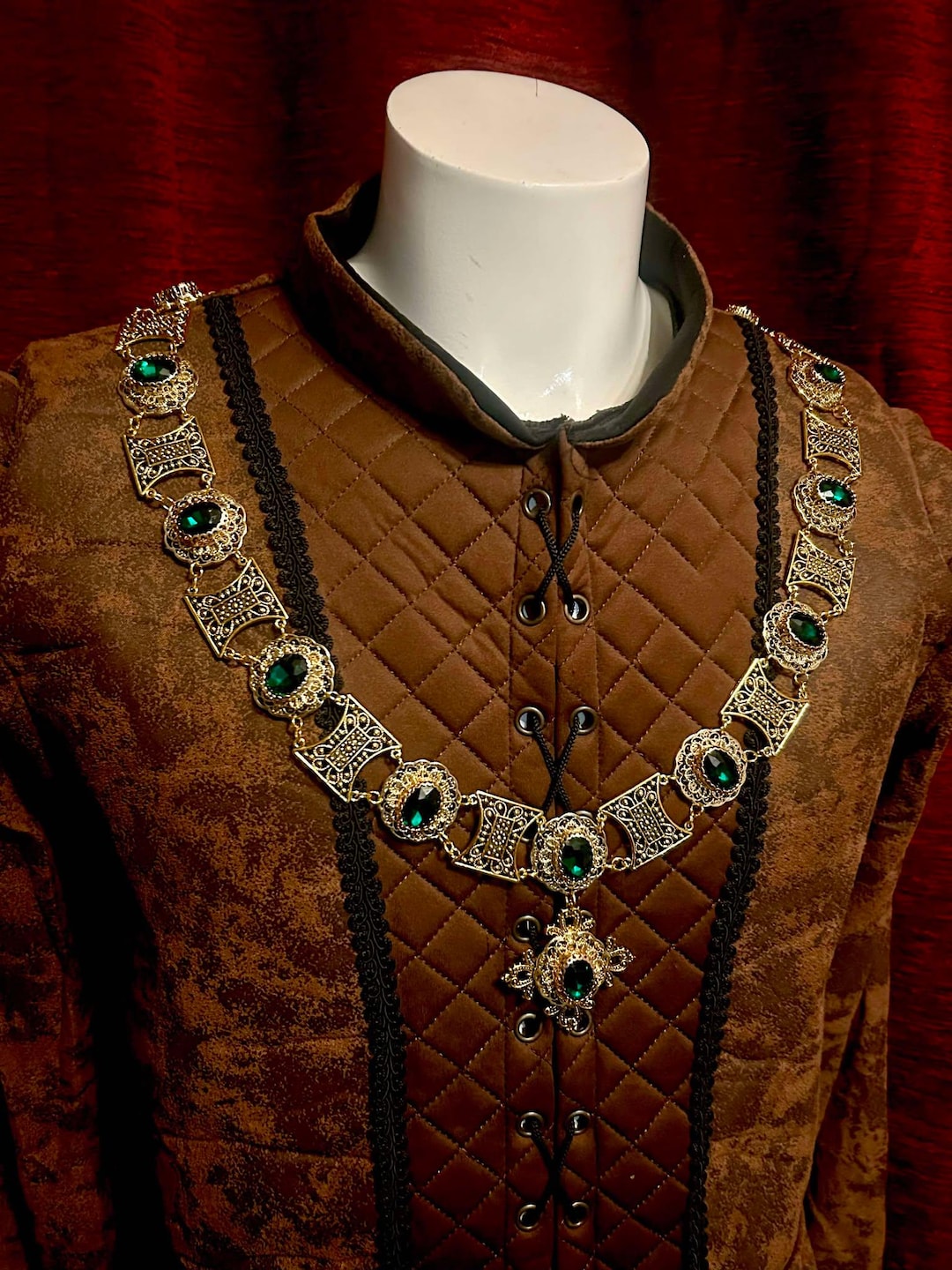 Handcrafted Emerald Green Tudor Chain: Renaissance Livery Collar - Etsy