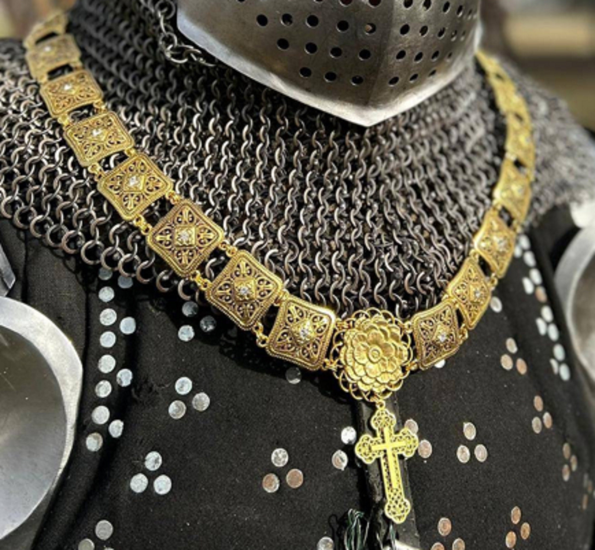 Golden Rose Cross Chain of Office: Medieval Livery Collar, LARP ...