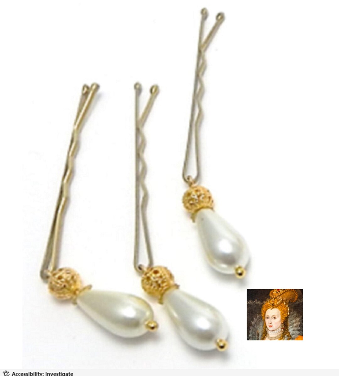 Elizabethan Hair Pearls or Pins: Rainbow Portrait Replica - Tudor ...