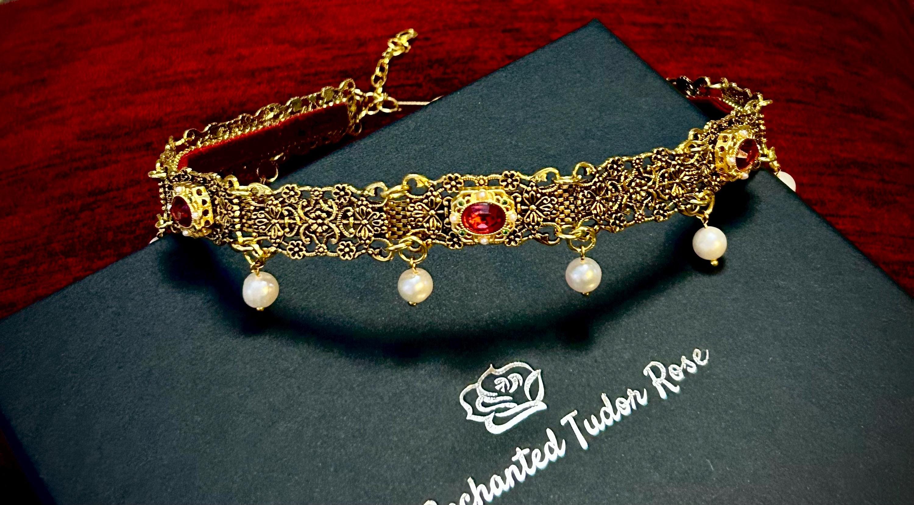 Handcrafted 16th Century German Collar: Freshwater Pearls, Crystal ...