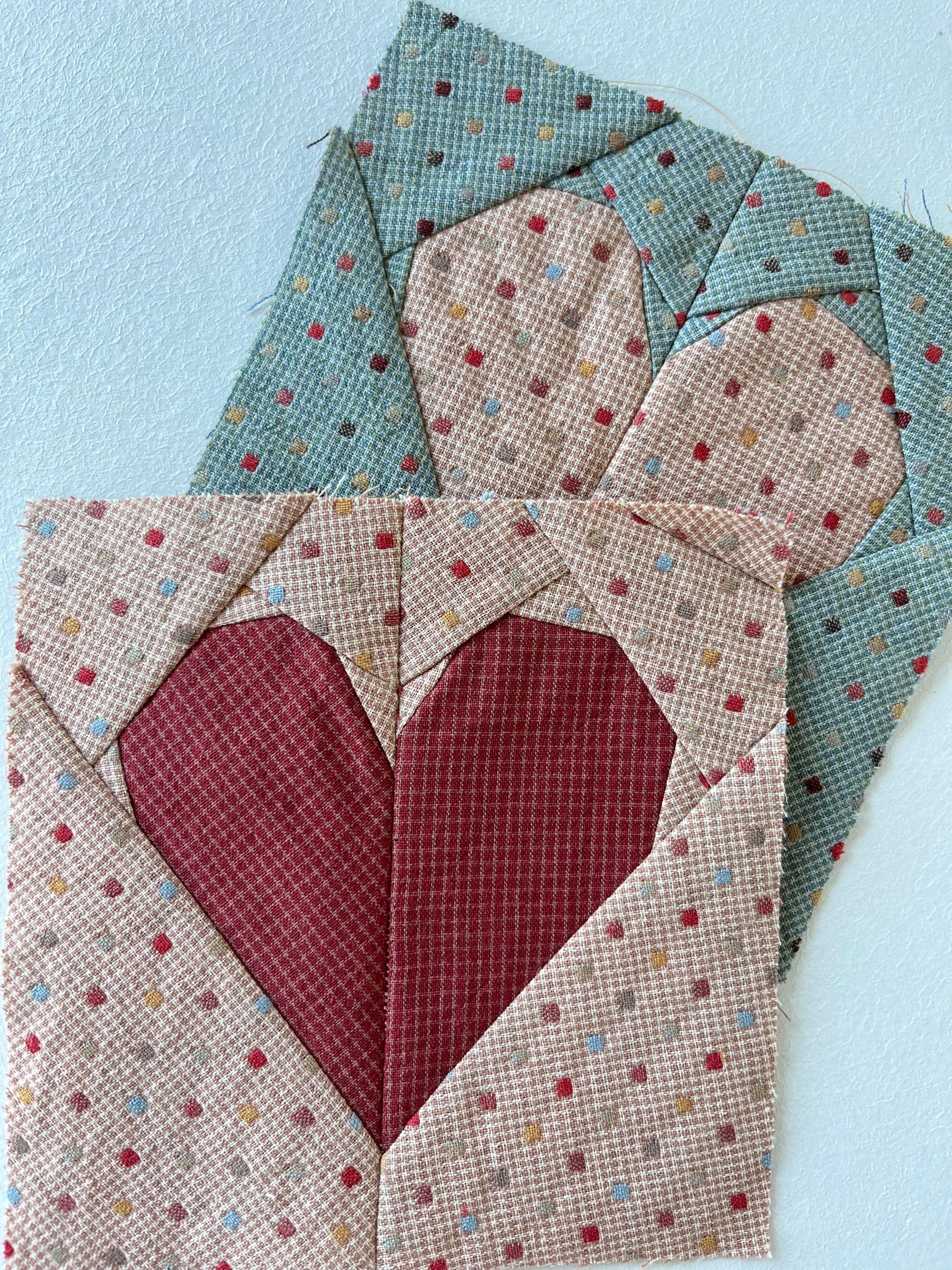 Heart Block Pattern 2 Sizes, 4x4", 6x6" FPP Quilt, A4 Pdf - Etsy