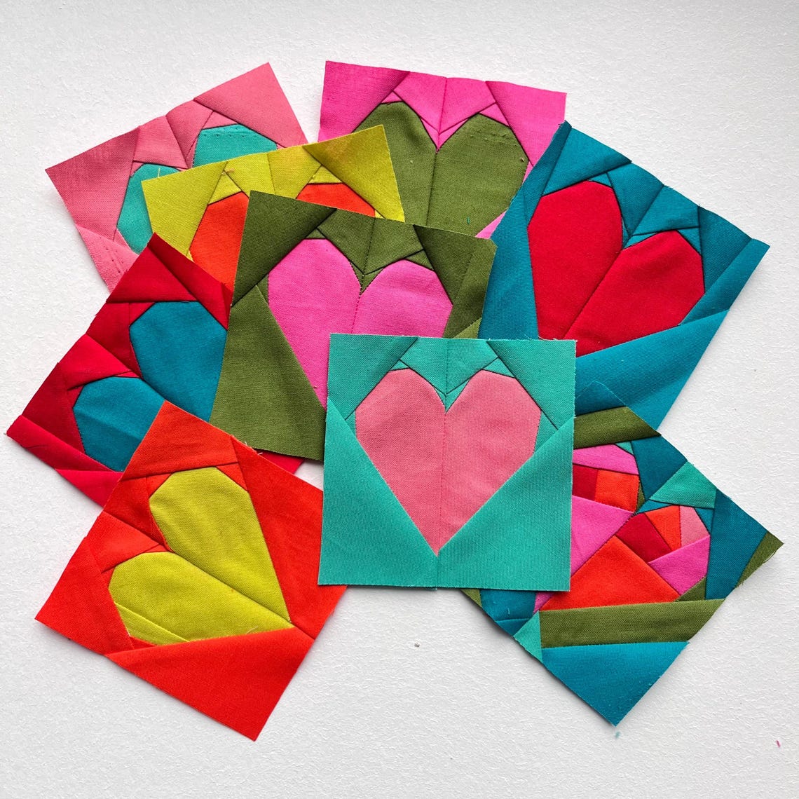Heart Block Pattern 2 Sizes, 4x4", 6x6" FPP Quilt, A4 Pdf - Etsy