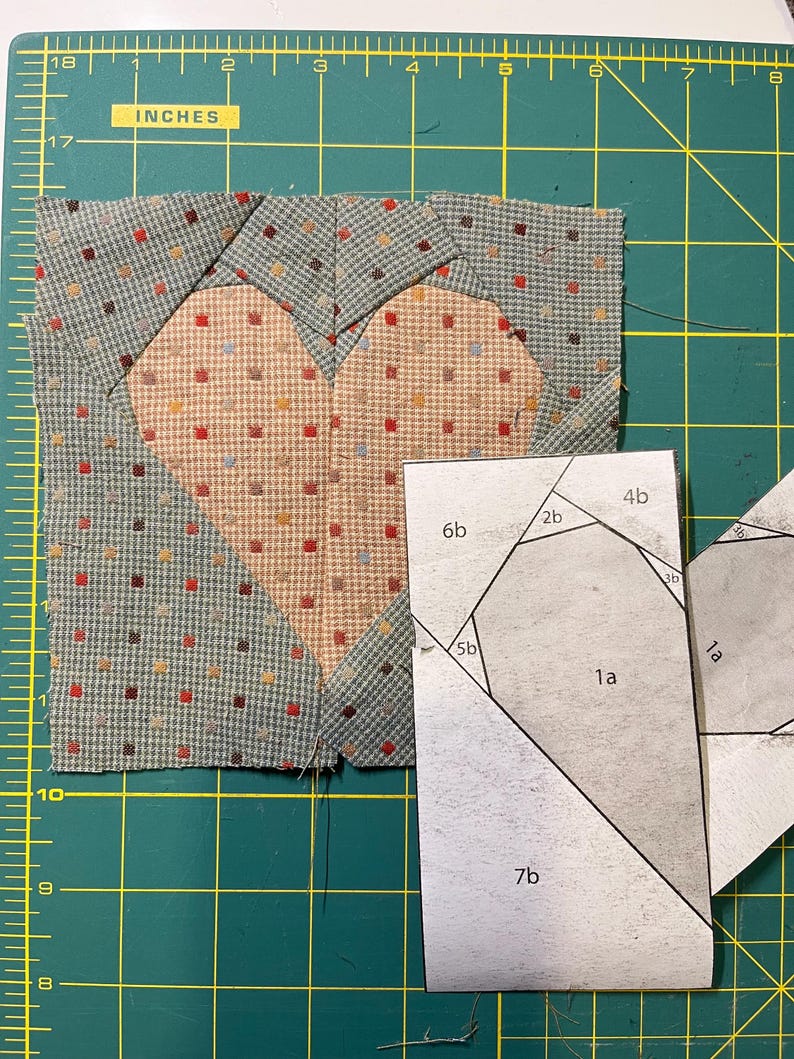 Heart Block Pattern 2 Sizes, 4x4", 6x6" FPP Quilt, A4 Pdf - Etsy
