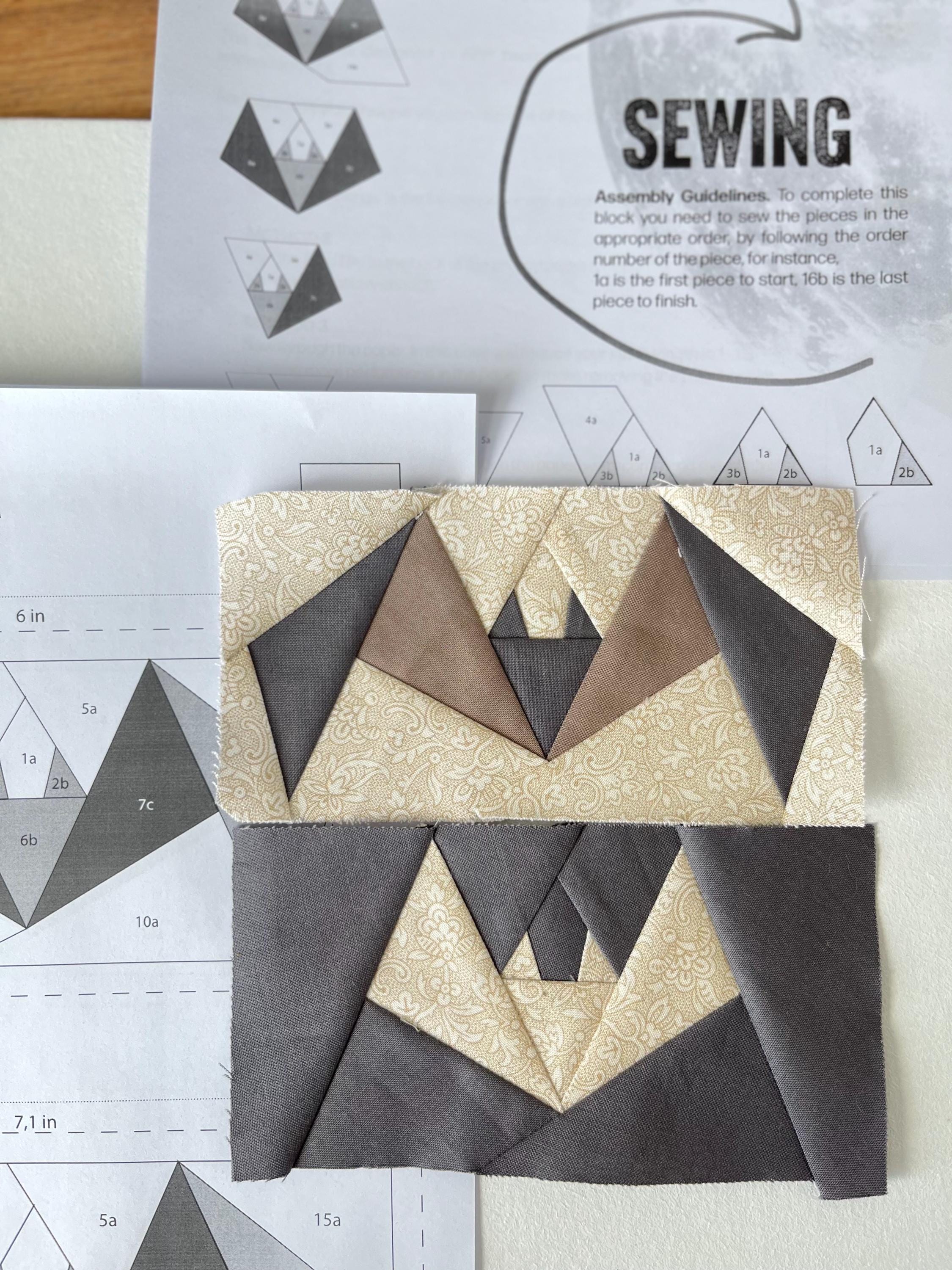 Geometric Bat Quilt Block PDF – FPP Pattern, 2 Sizes - Etsy