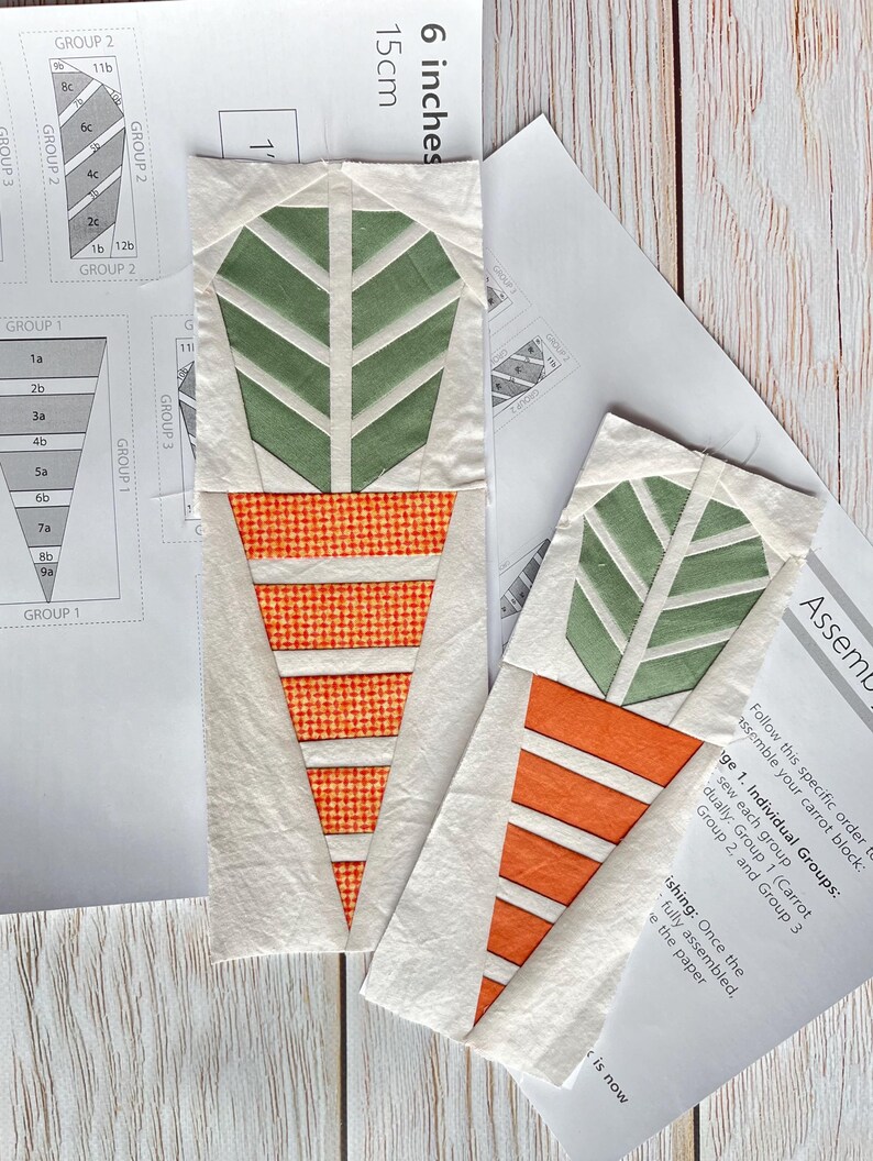 Carrot Paper Pieced Quilt Block Pattern PDF, – 6in, 8in, 10in - Etsy