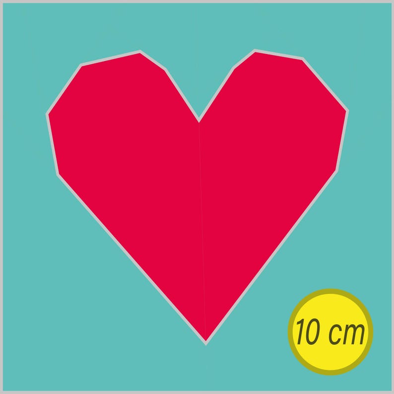 Heart 2 Sizes, 10x10cm, 15x15cm FPP Quilt Block Pattern, Perfect for ...
