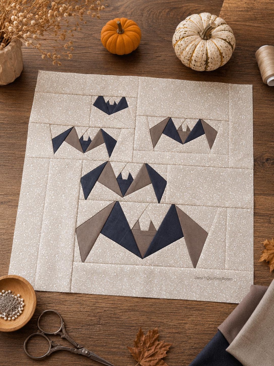 Bat Pillow Top Quilt Pattern, FPP PDF, 15 Inch - Etsy