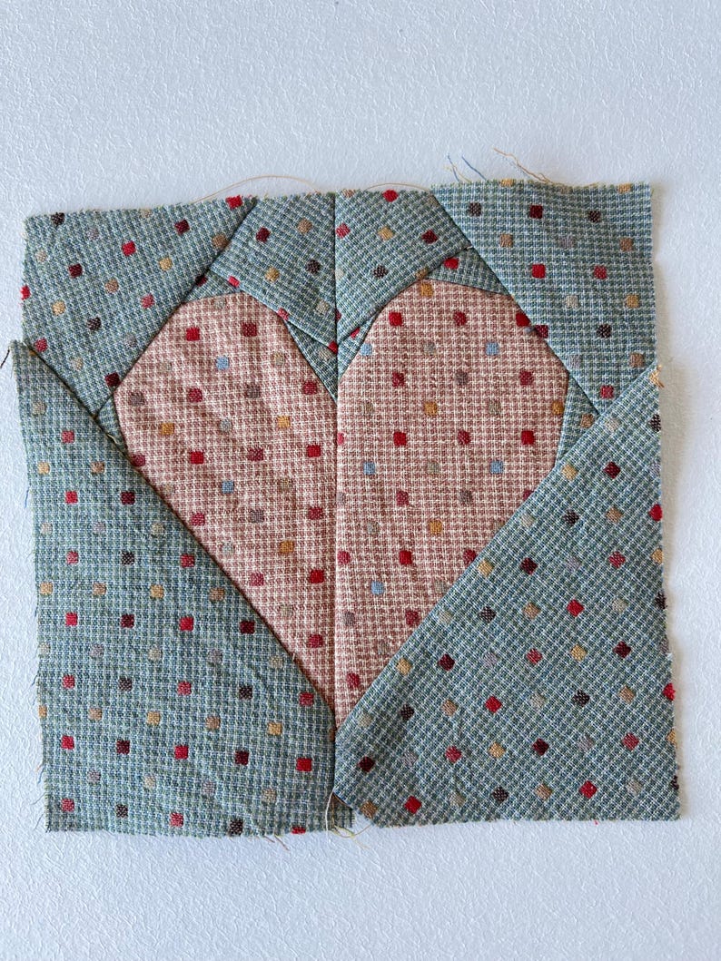 Heart Block Pattern 2 Sizes, 4x4", 6x6" FPP Quilt, A4 Pdf - Etsy