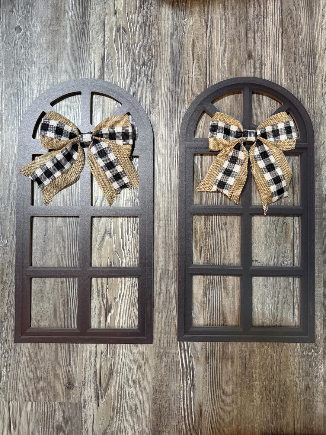 Black Window Pane Decor With Rustic Farmhouse Bows - Etsy