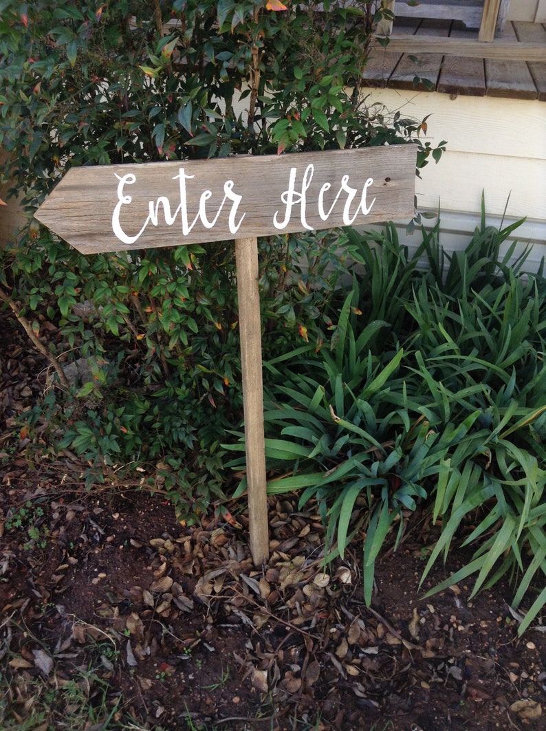 Enter Here Sign / Direction Sign / Cursive Arrow Sign / Arrow | Etsy