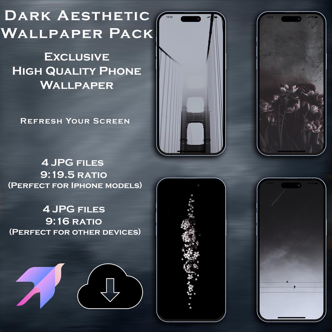 DIGITAL |#2 Dark Aesthetic Wallpaper Pack – 4 Minimal - Gothic Phone ...