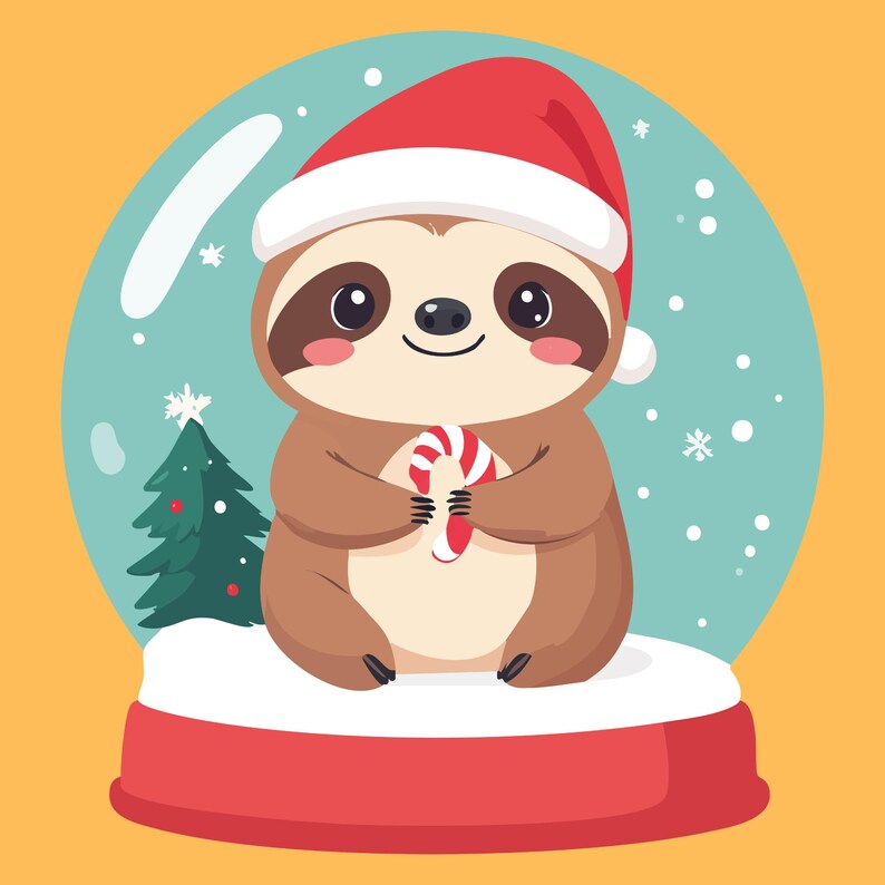 Christmas - New Year Snow Globe SVG Bundle | Sloth Cat Dog Clipart ...