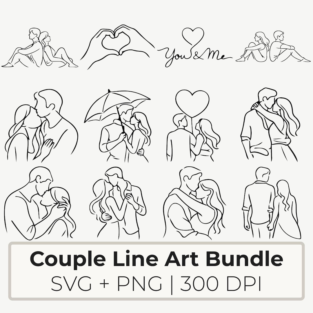 Couple Line Art Bundle SVG PNG, Couples Line Drawings, Wedding ...