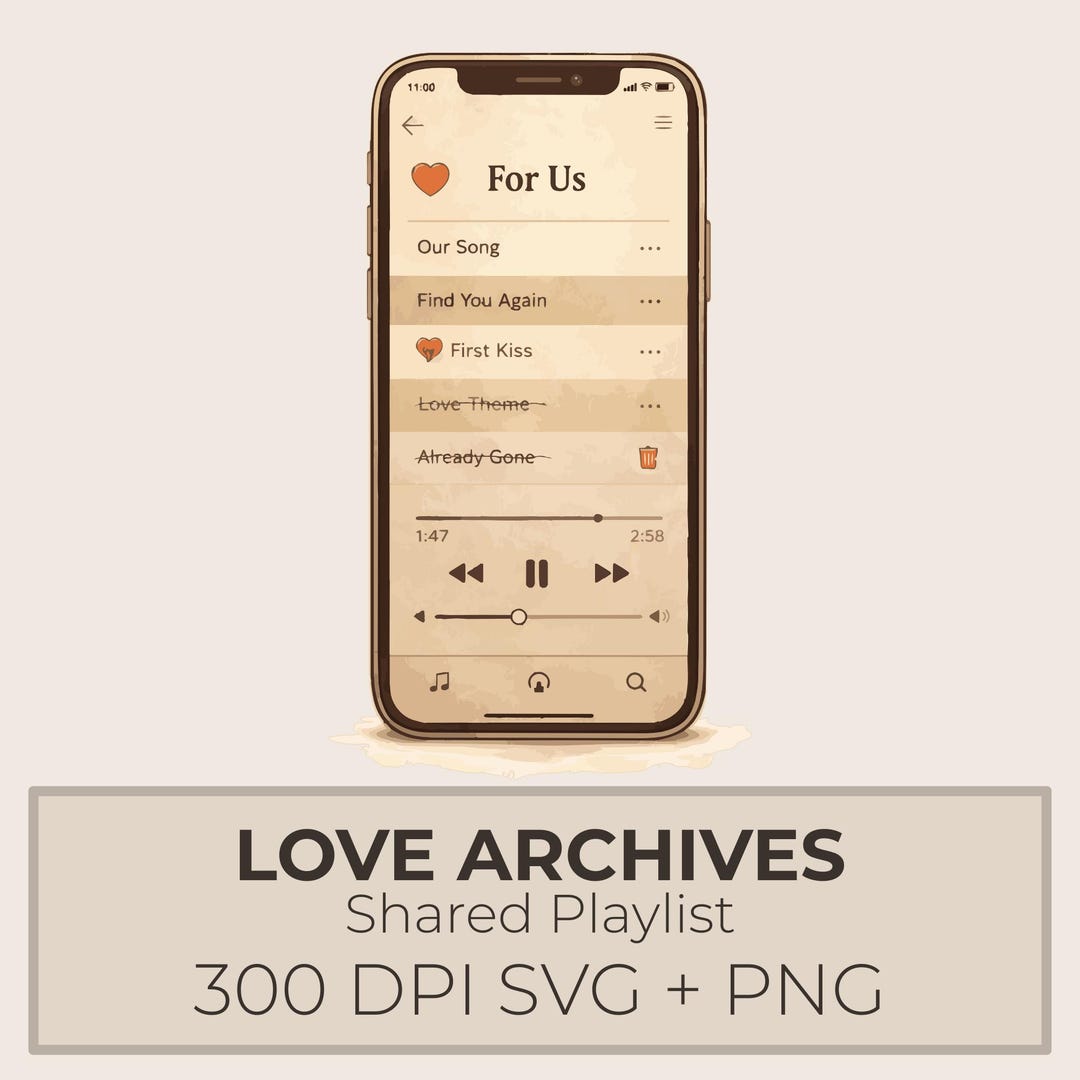 Shared Playlist Art SVG PNG | Couple Song Playlist Illustration ...