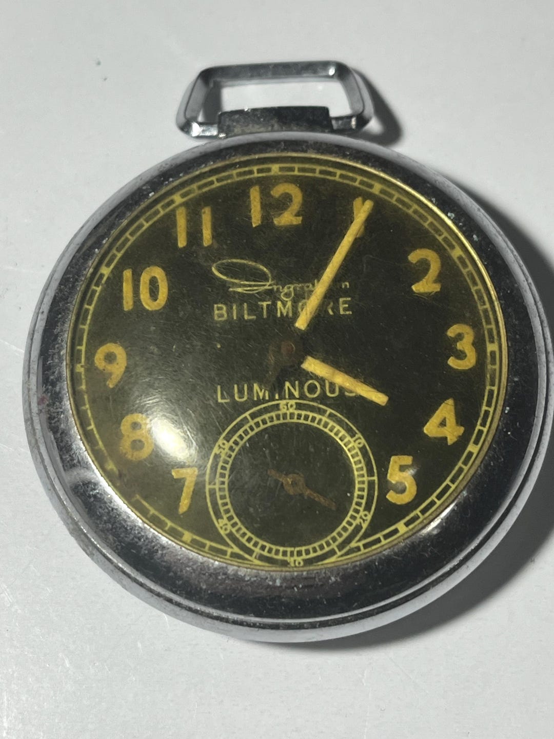 Ingraham Biltmore Luminous-dial Pocket Watch Nonworking Missing Stem - Etsy
