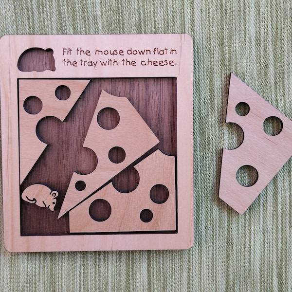 Wooden Cheese and Mouse Puzzle - Etsy