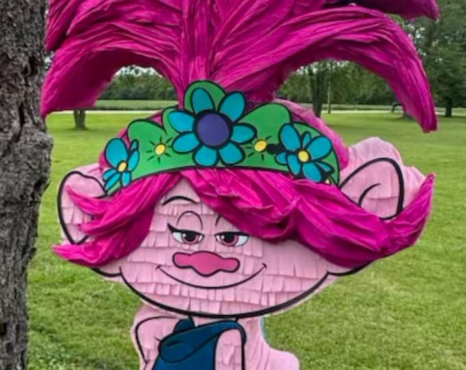 Poppy Piñata | Trolls Party Piñata | Custom Birthday Piñata | Pink Hair ...