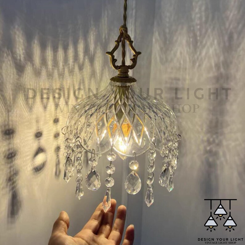 Elegant Glass Pendant Light Art Deco Retro Ceiling Light, Cottagecore ...