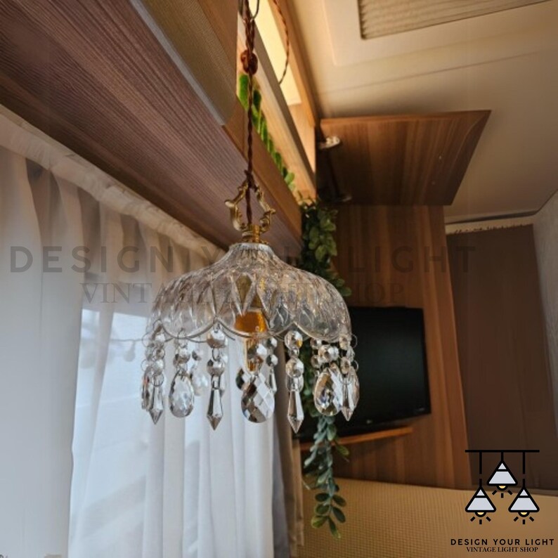 Elegant Glass Pendant Light Art Deco Retro Ceiling Light, Cottagecore ...