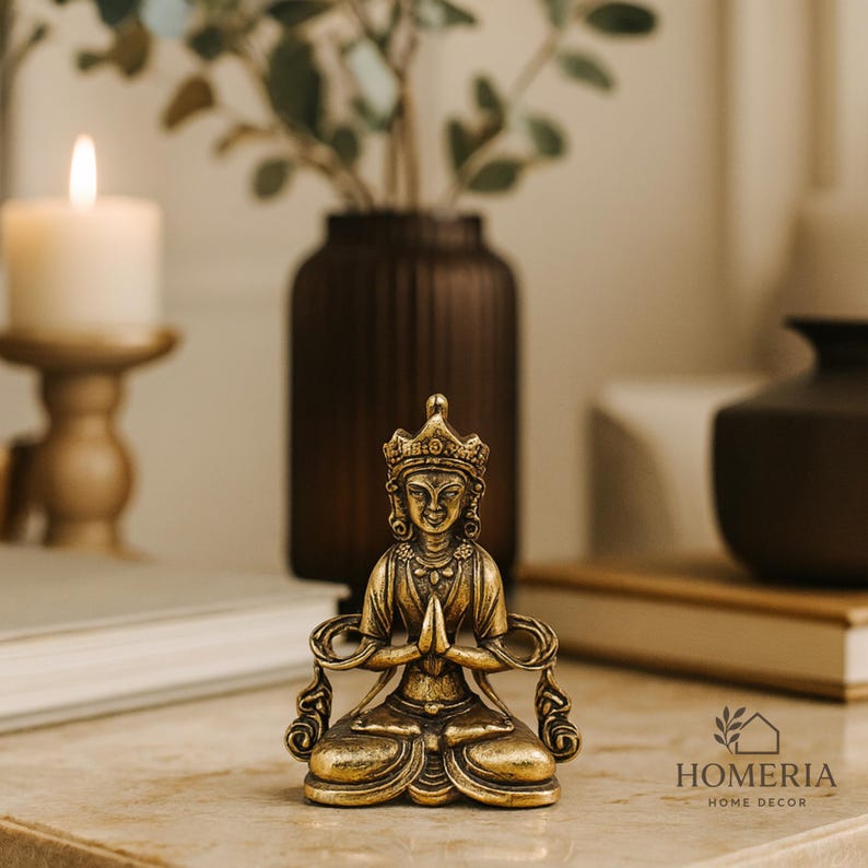 Brass Buddha Statues Set – Mini Meditation Buddha Figurines, Feng Shui ...