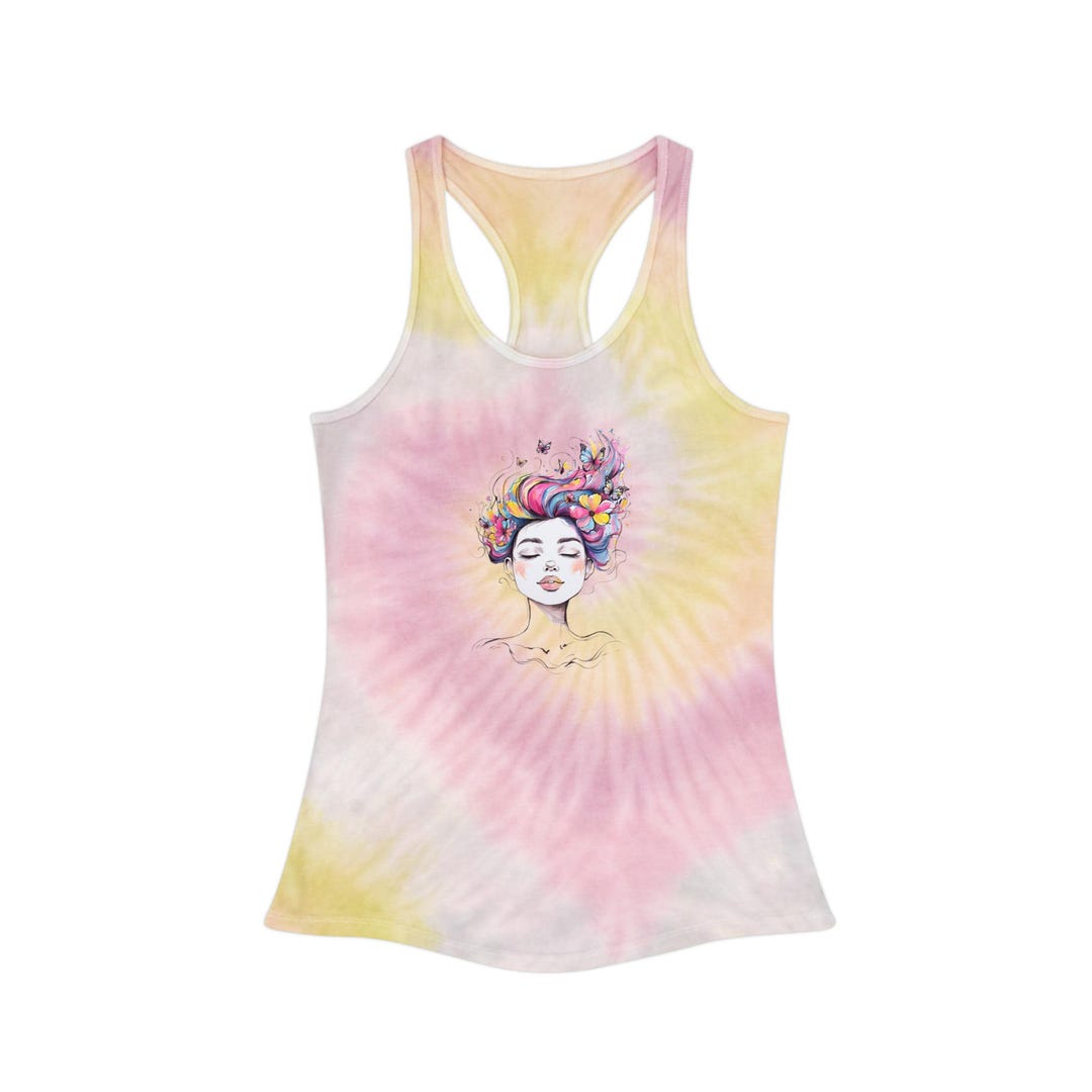 Butterfly Tie Dye Tank Top, Tye Dye Racerback Shirt, Colorful Boho Tank ...