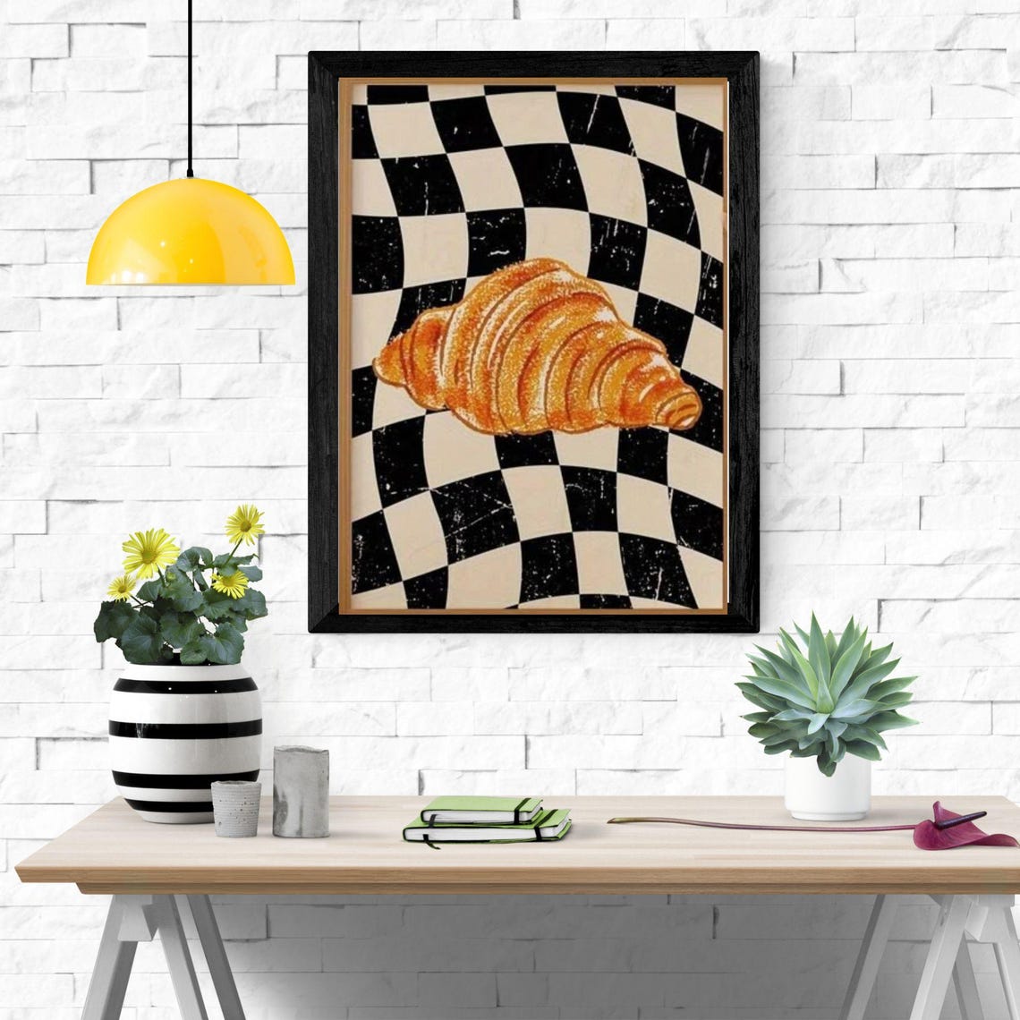 French Croissant Poster Retro Croissant Wall Art Vintage Minimalist ...