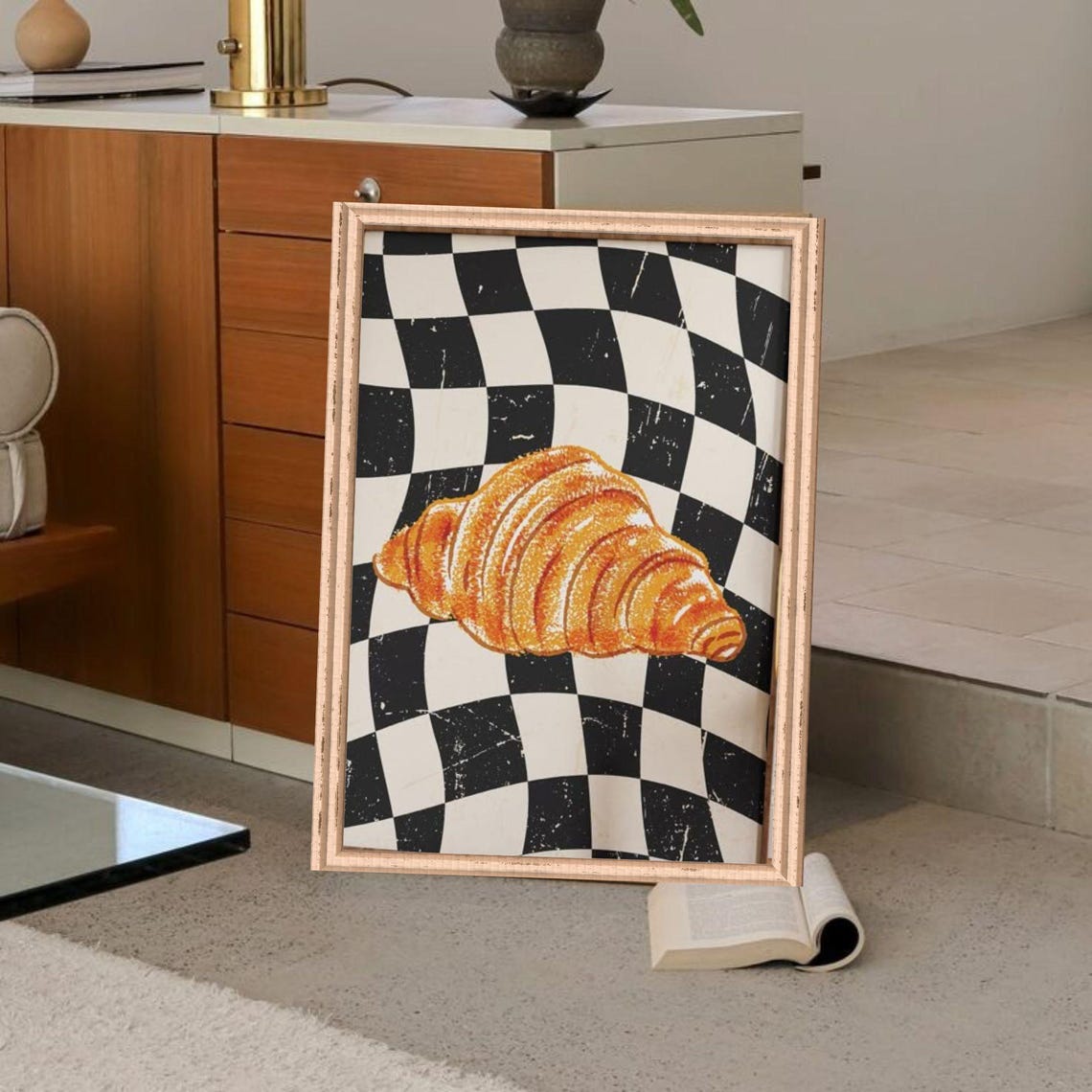 French Croissant Poster Retro Croissant Wall Art Vintage Minimalist ...