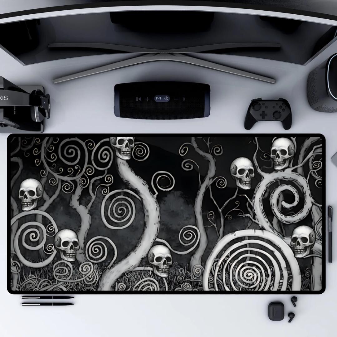 Gothic Skull Forest Mouse Pad Dark Spiral Horror Desk Mat Creepy ...