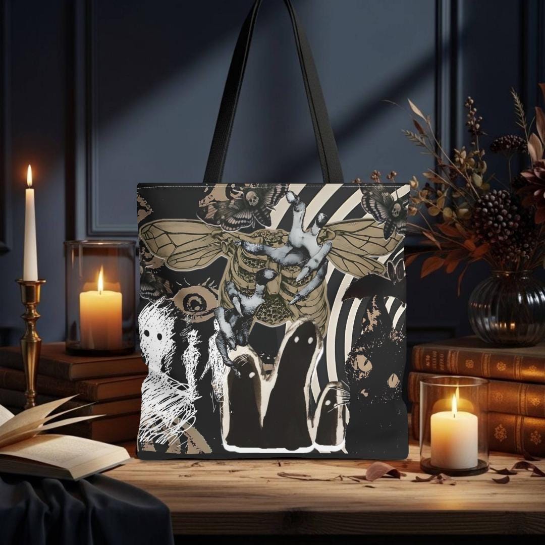Dark Gothic Tote Bag Surreal Art Bag Horrorcore Aesthetic Bag With ...